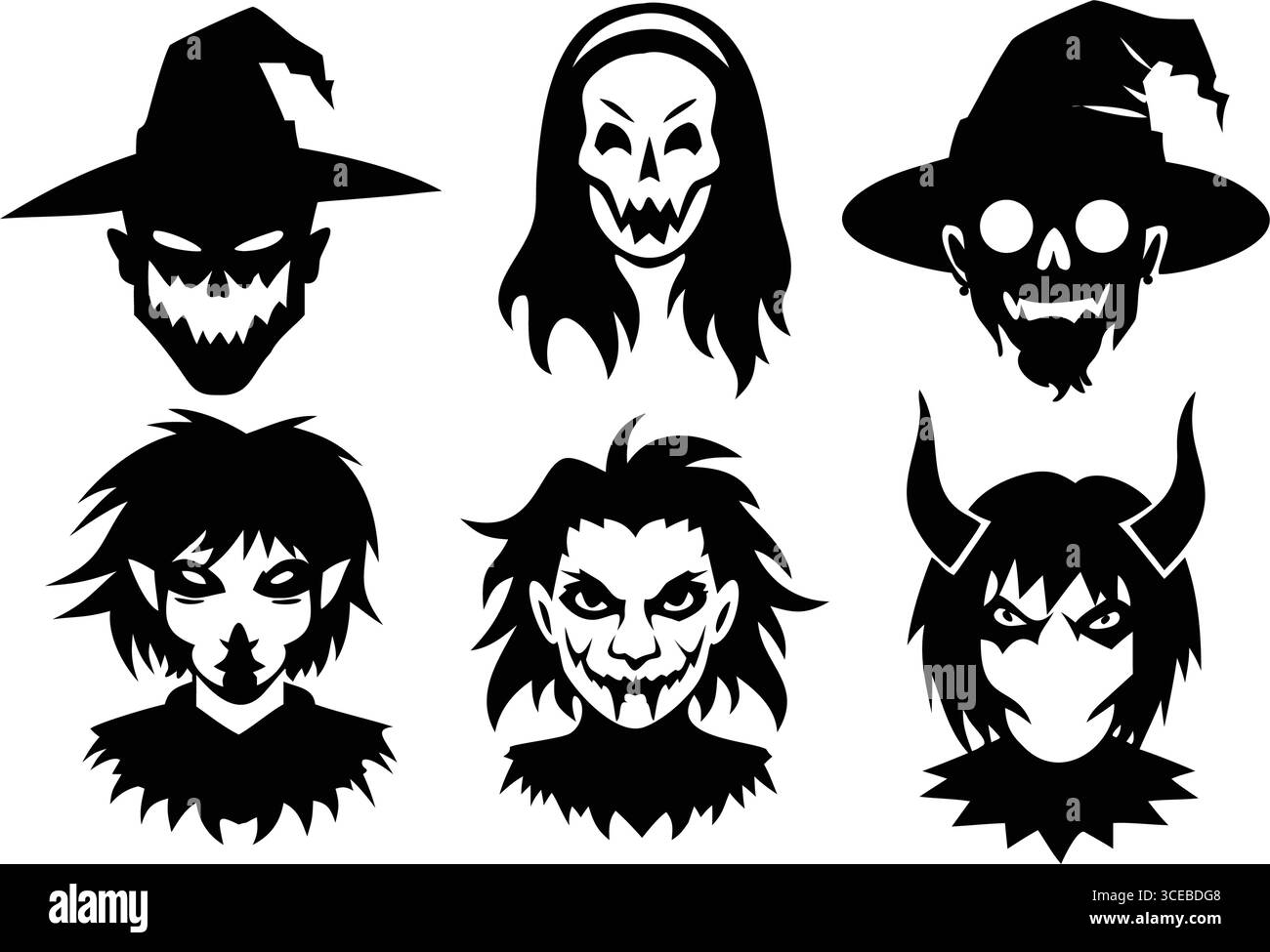 Witch face silhouette set hi-res stock photography and images - Alamy