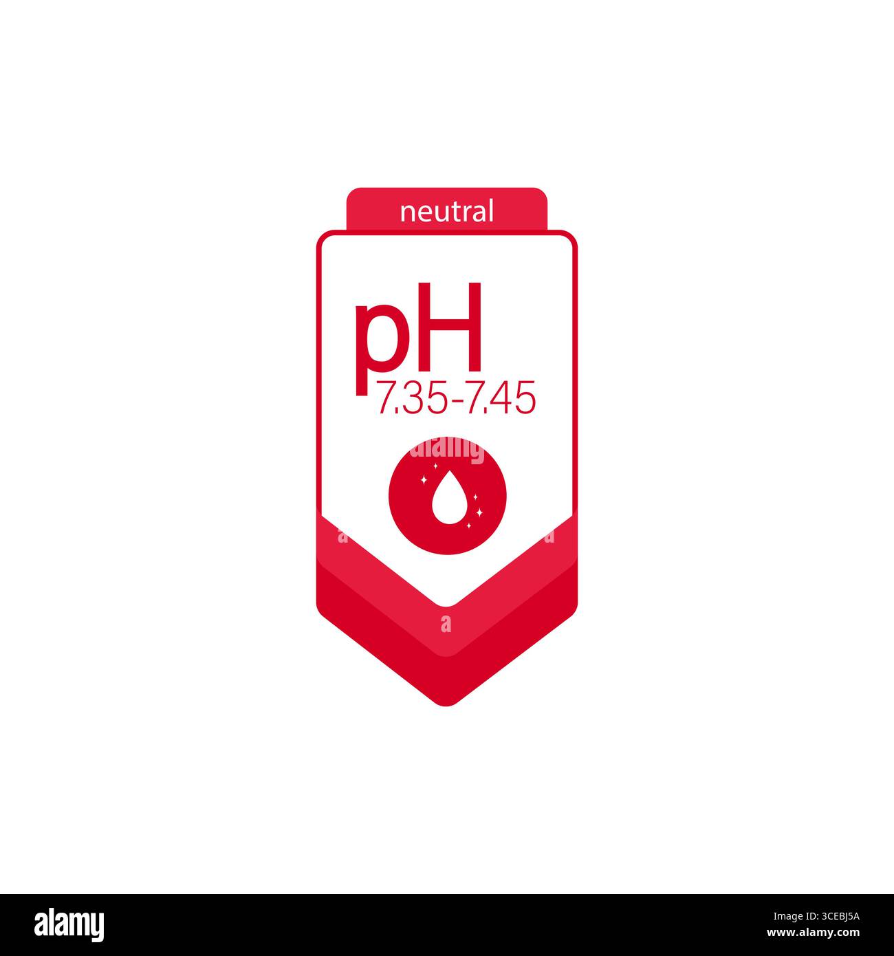Ph blood icon. Normal range of ph level in human blood. Simple drop ...