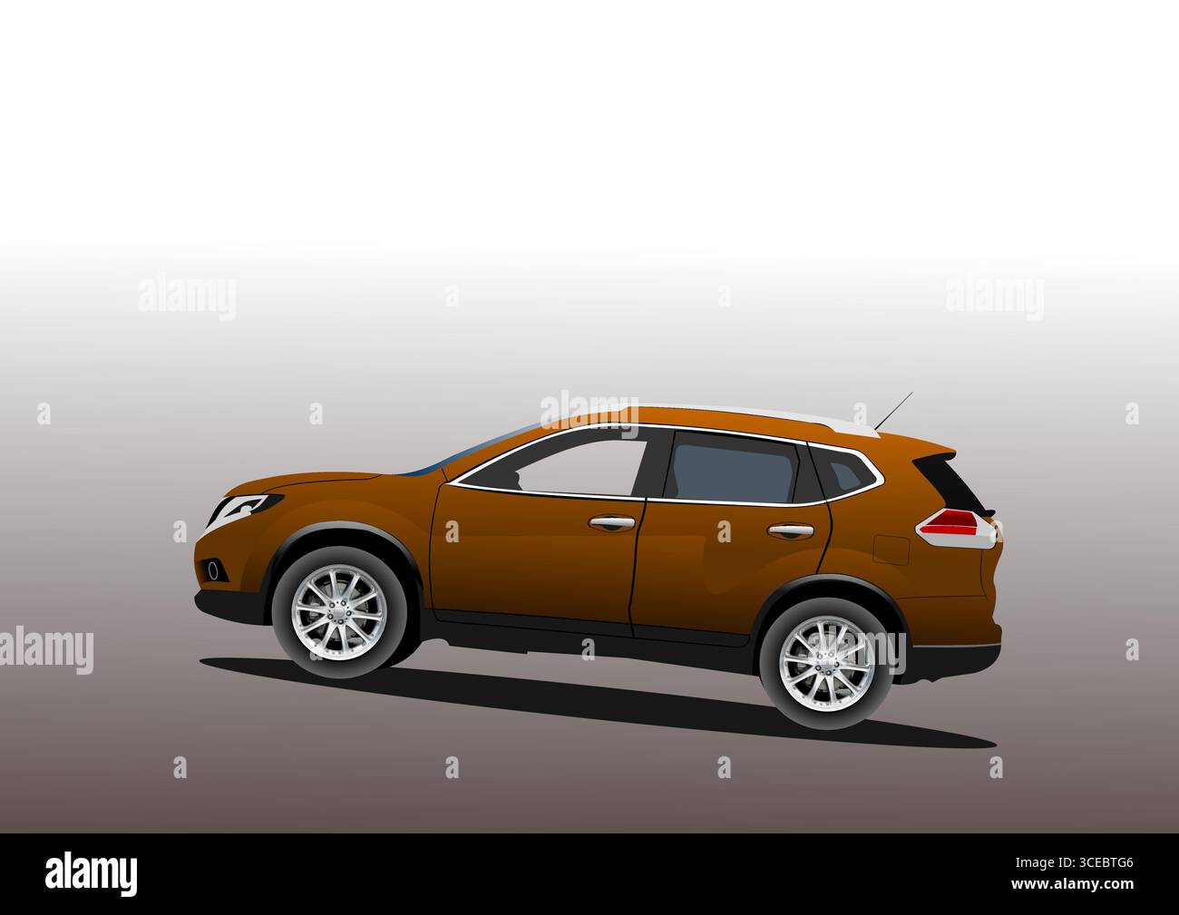 Brown SUV Car Isolated (side view). 3D cover vector hand drawn ...