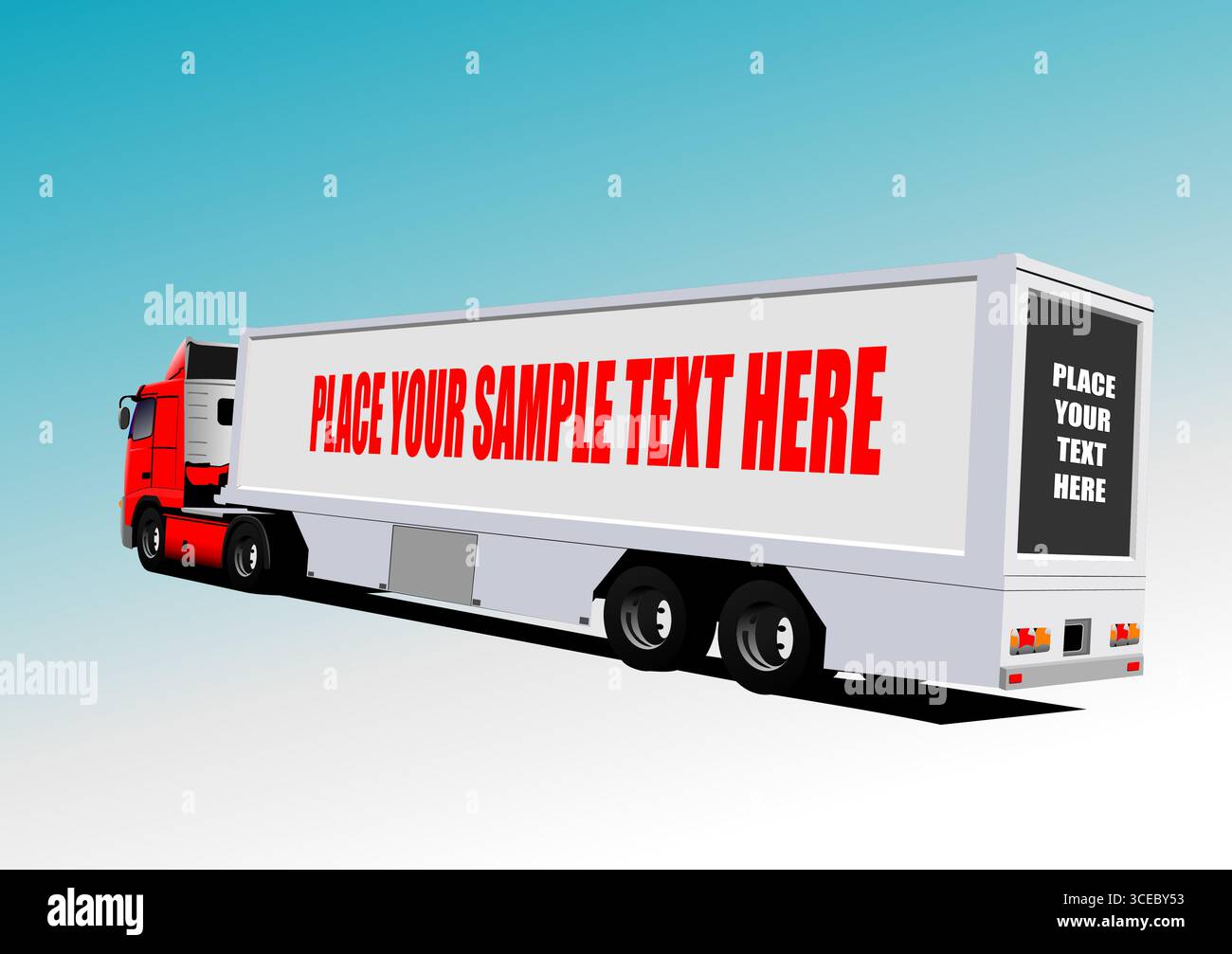 Gray truck on the road. Vector 3d hand drawn illustration Stock Vector ...