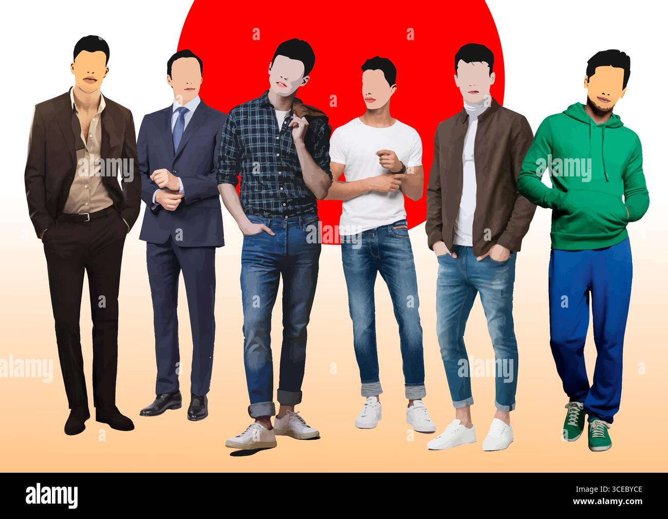 Six young men Stock Vector Images - Alamy