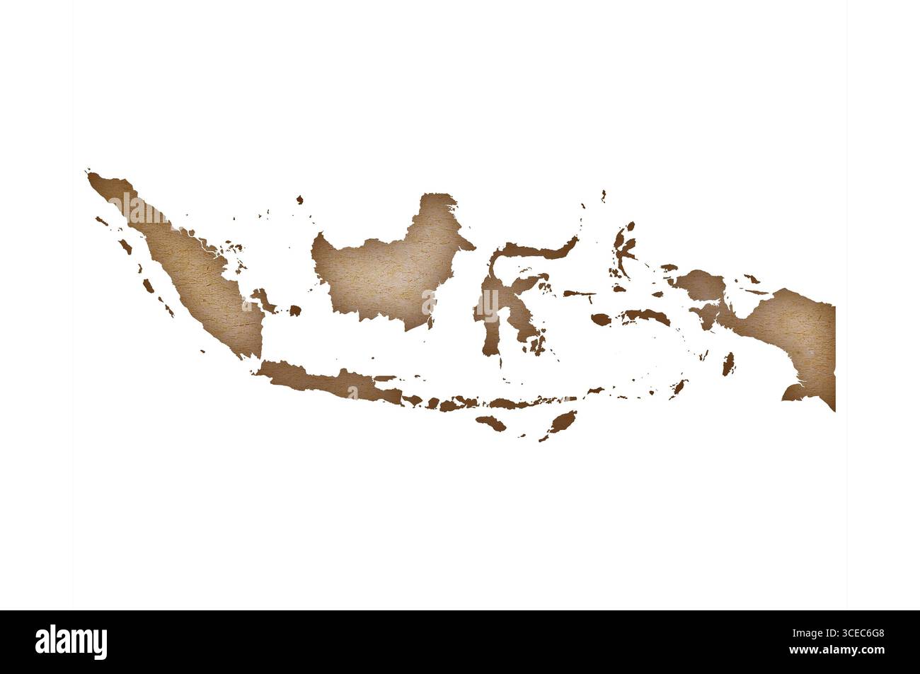 Accurate and detailed map of Indonesia on grunge paper Stock Photo - Alamy