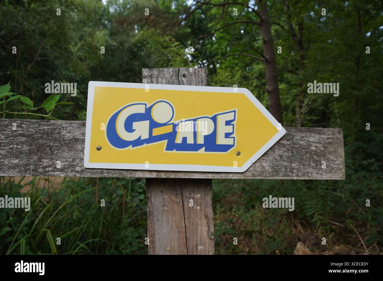 Signage to Go Ape activity climbing centre at Itchen Valley Country ...