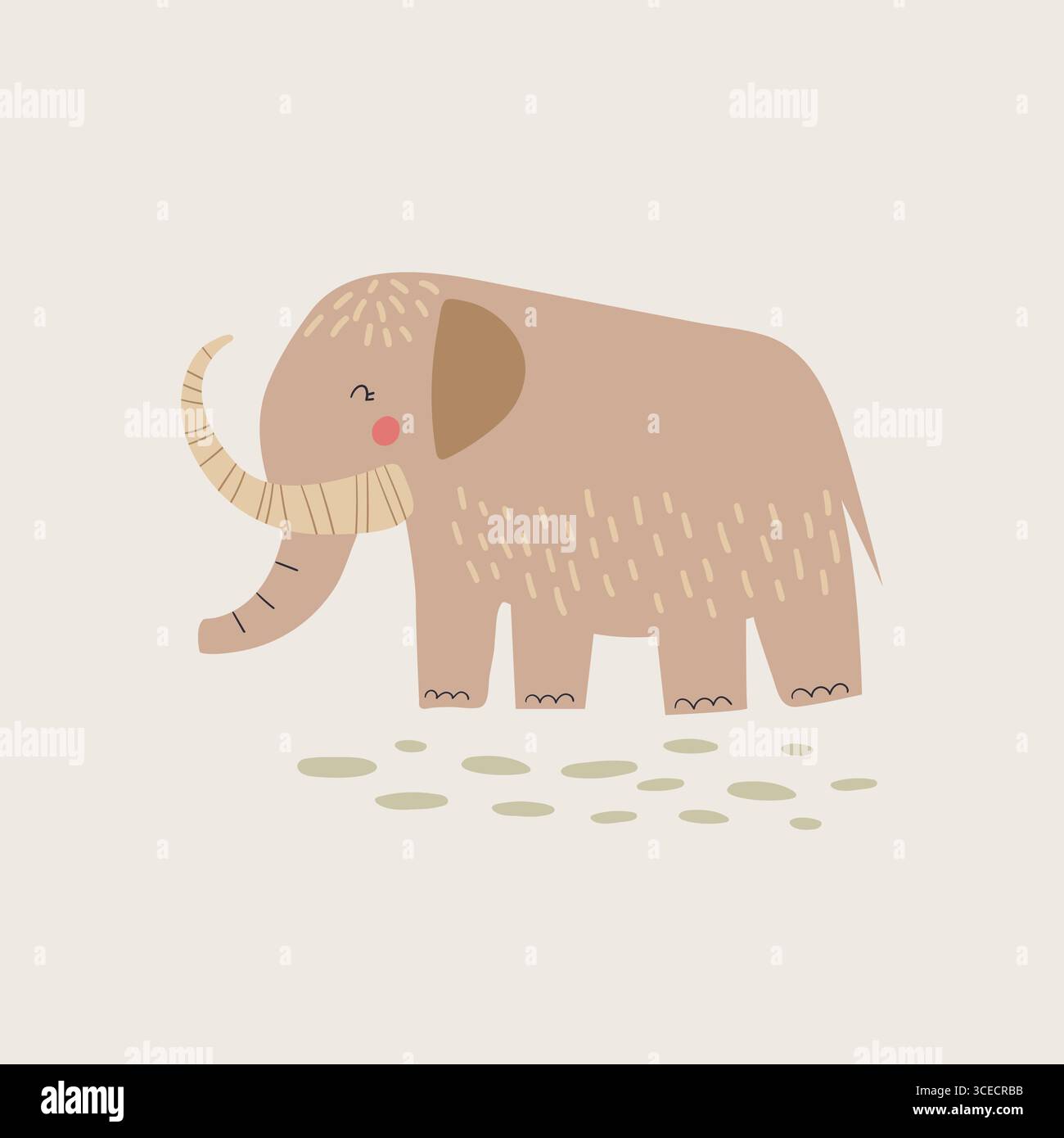 Cartoon cute mammoth vector illustration. Funny prehistoric elephant ...