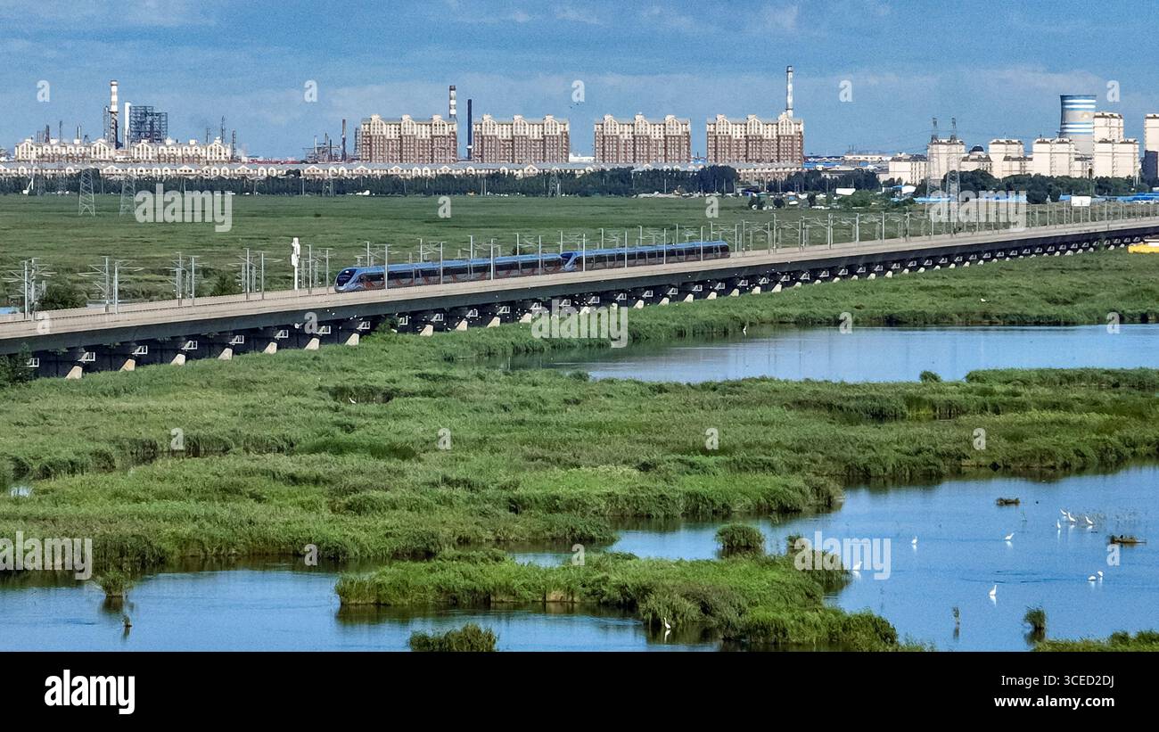 (250817) -- HARBIN, Aug. 17, 2025 (Xinhua) -- This drone photo taken on ...