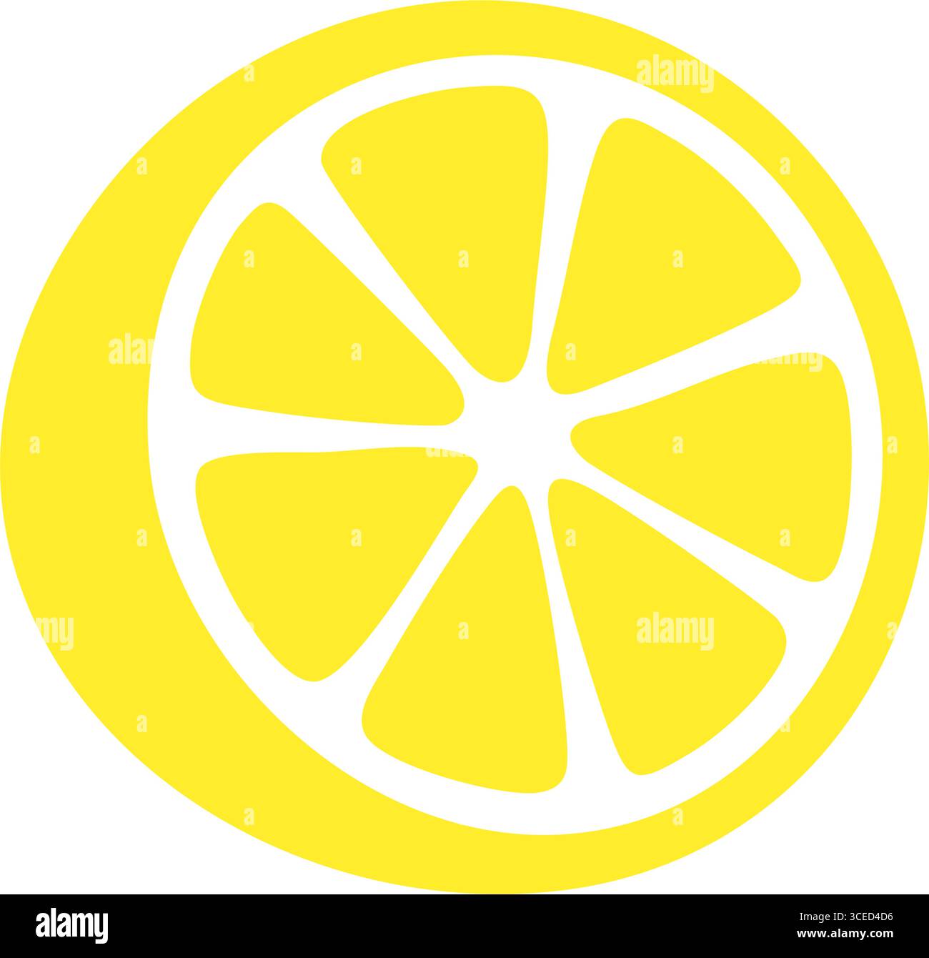 Lemon slice with eight segments in vibrant yellow cartoon style Stock ...