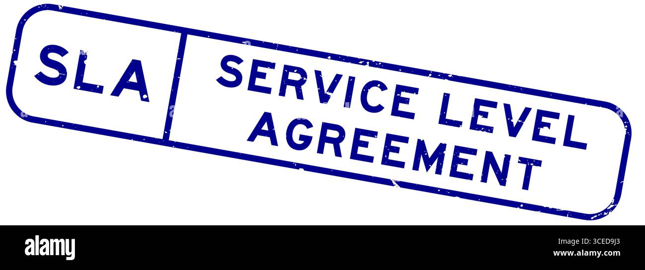 Grunge blue SLA Service level agreement word square rubber seal stamp ...