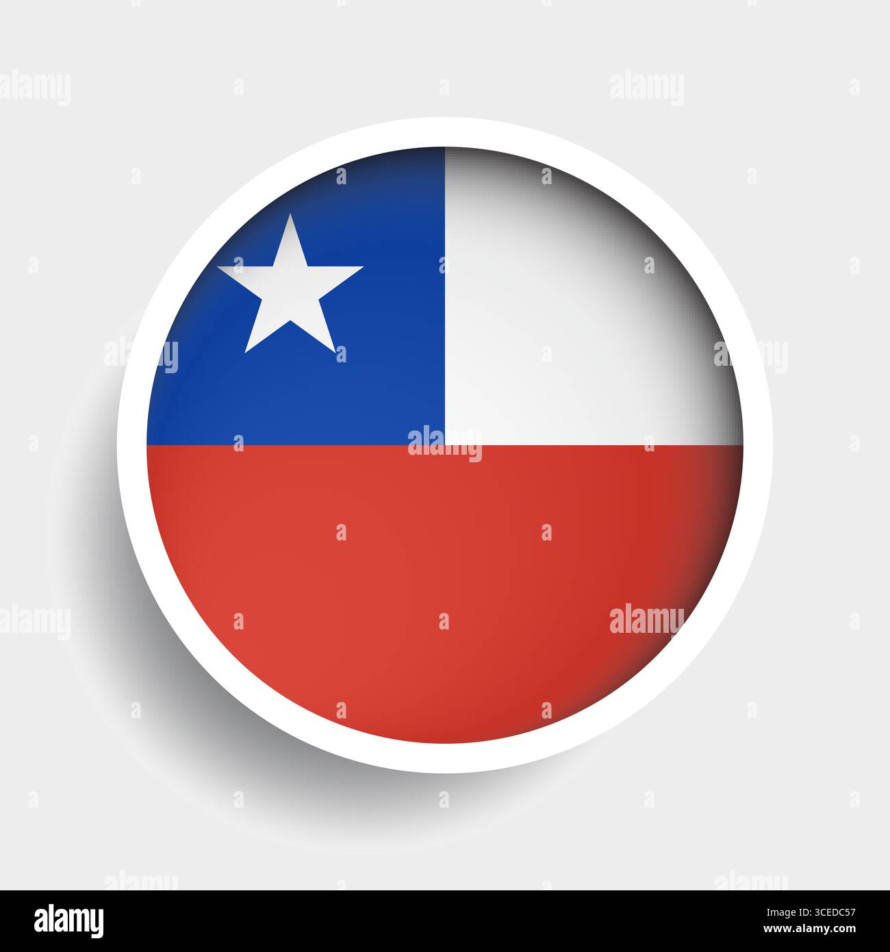 Flag of Chile, round icon with shadow, national symbol Stock Vector ...