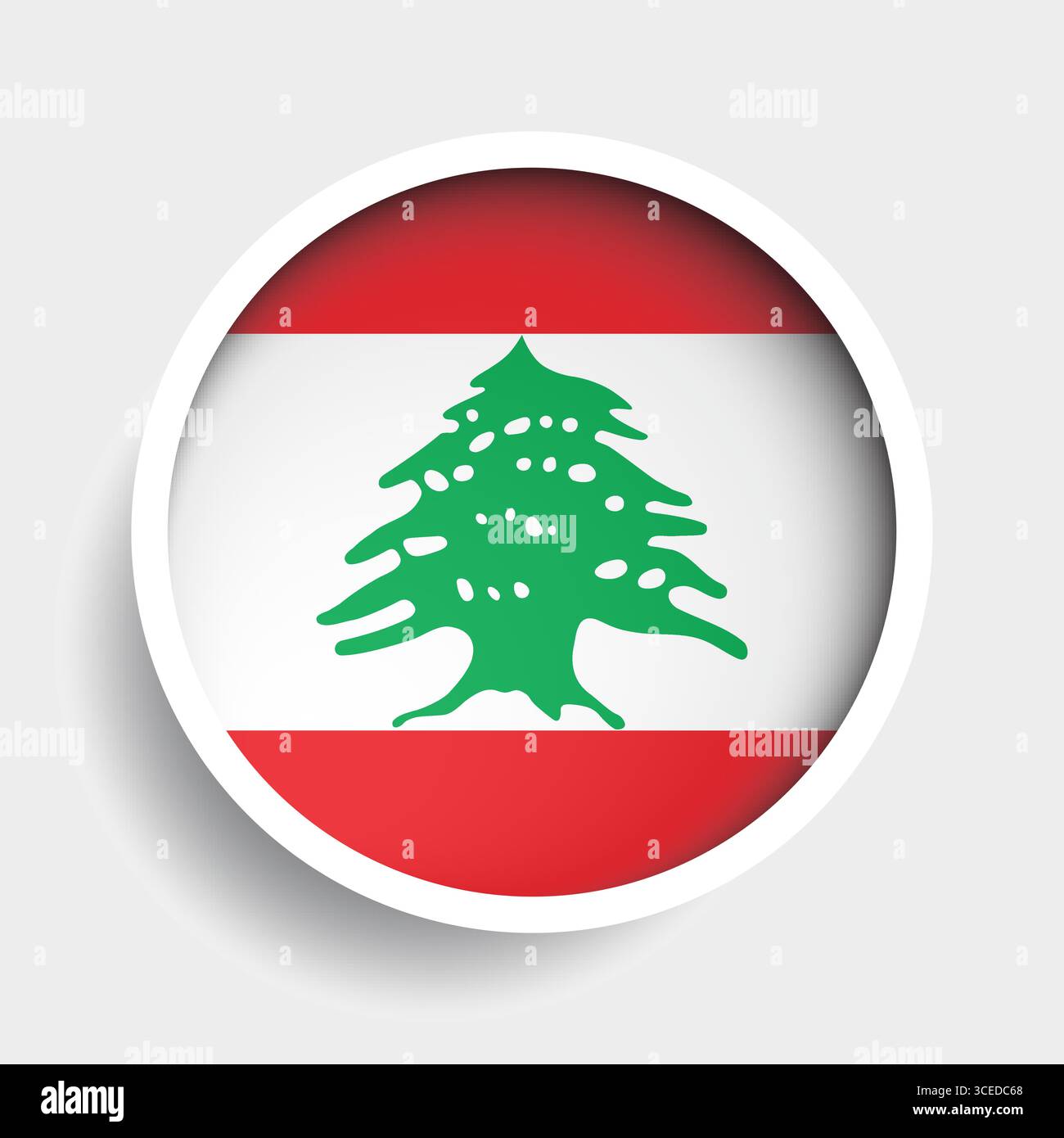Flag of Lebanon, round icon with shadow, national symbol Stock Vector ...