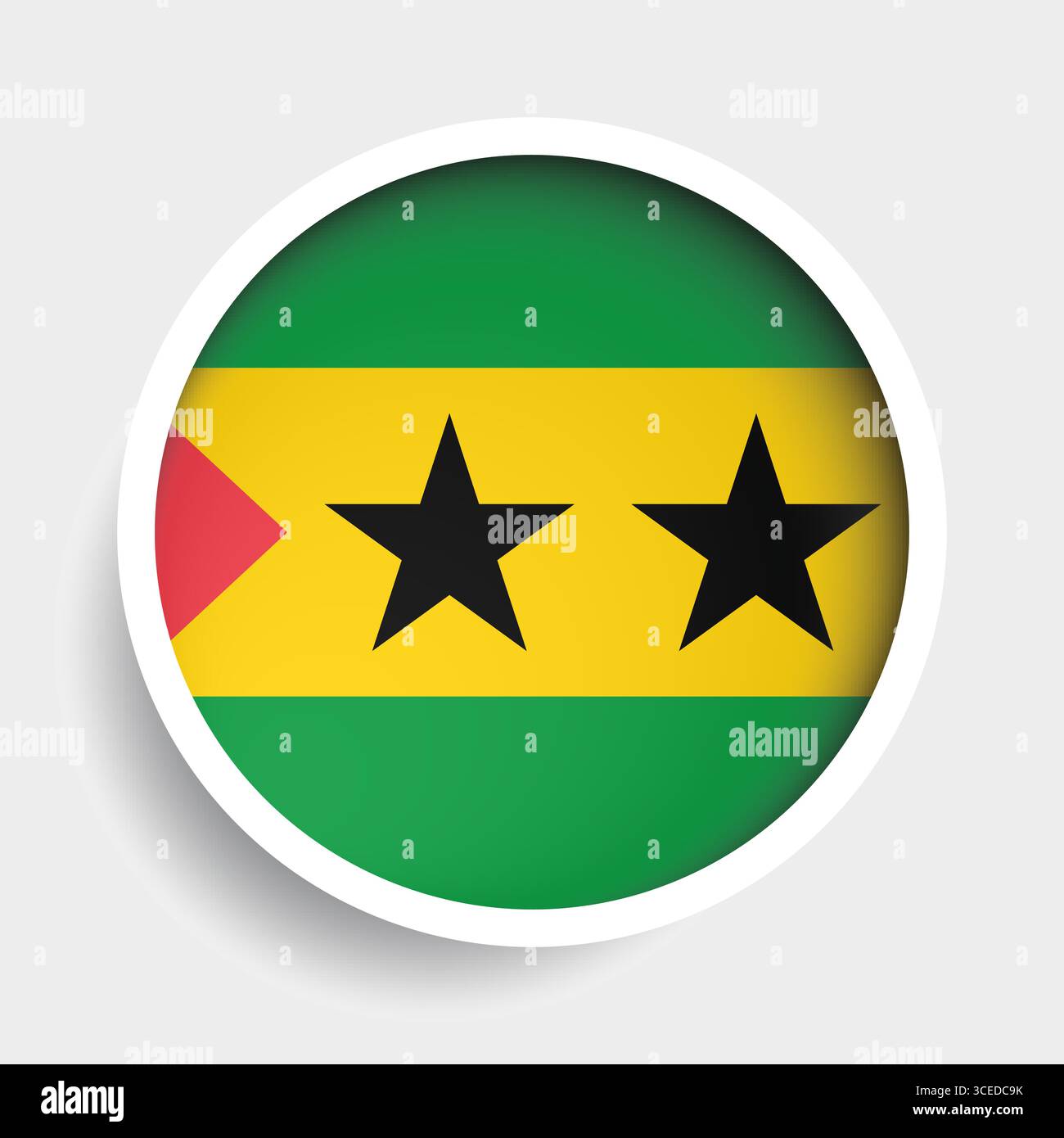 Flag of Sao Tome and Principe, round icon with shadow, national symbol ...
