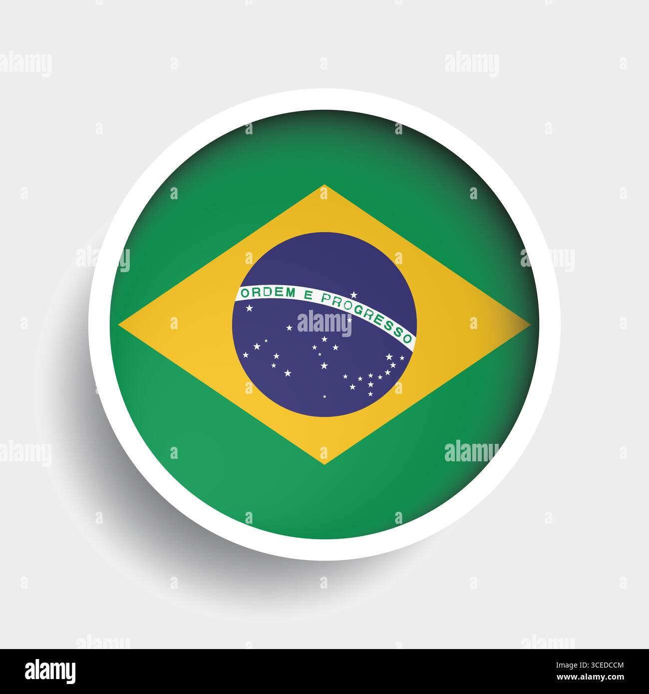 Flag of Brazil, round icon with shadow, national symbol Stock Vector ...