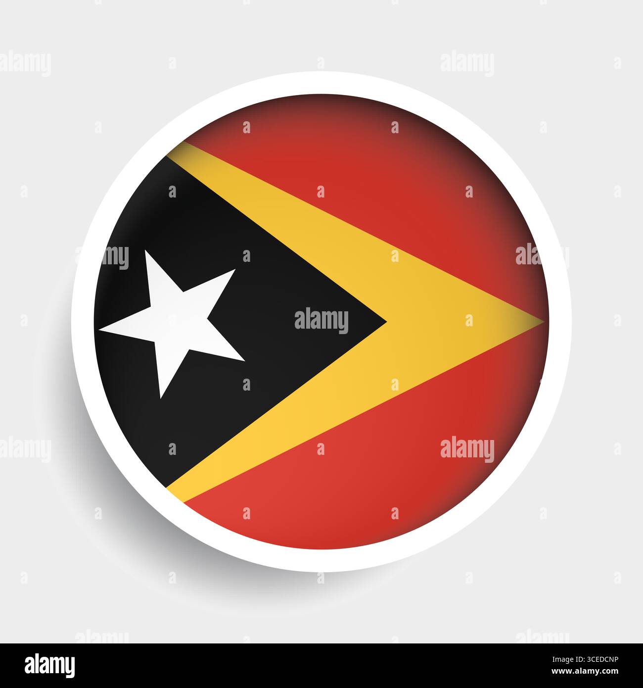 Flag of East Timor, round icon with shadow, national symbol Stock ...