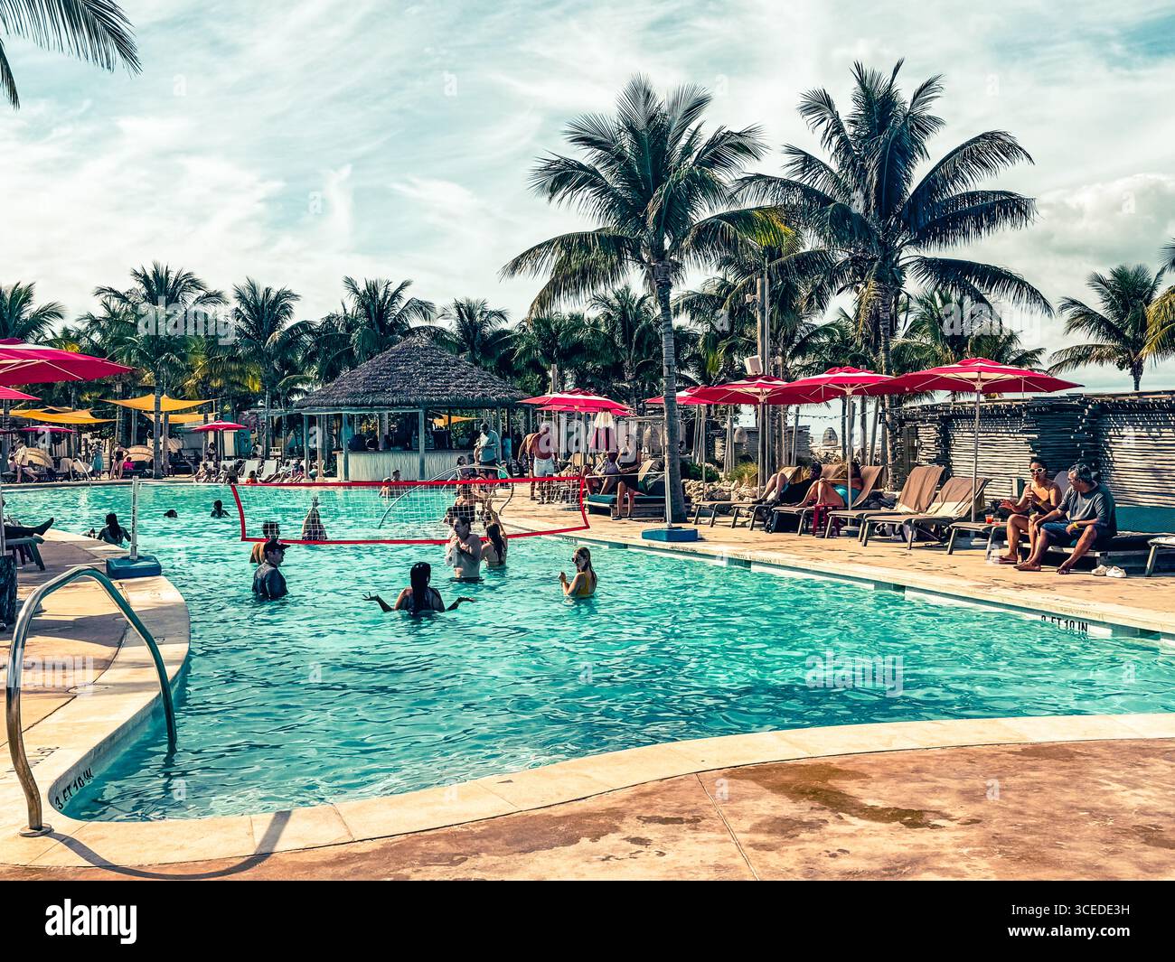 Bimini, Bahamas - January 3, 2025: People enjoying the pools and ...