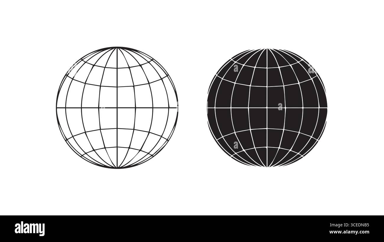 Planet globe icon flat Black and White Stock Photos & Images - Alamy
