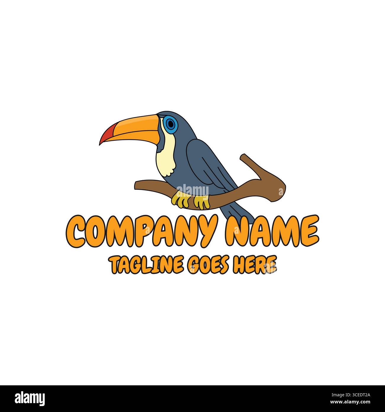 Colorful Simple Tropical Toucan Bird Cartoon Character Mascot Logo ...
