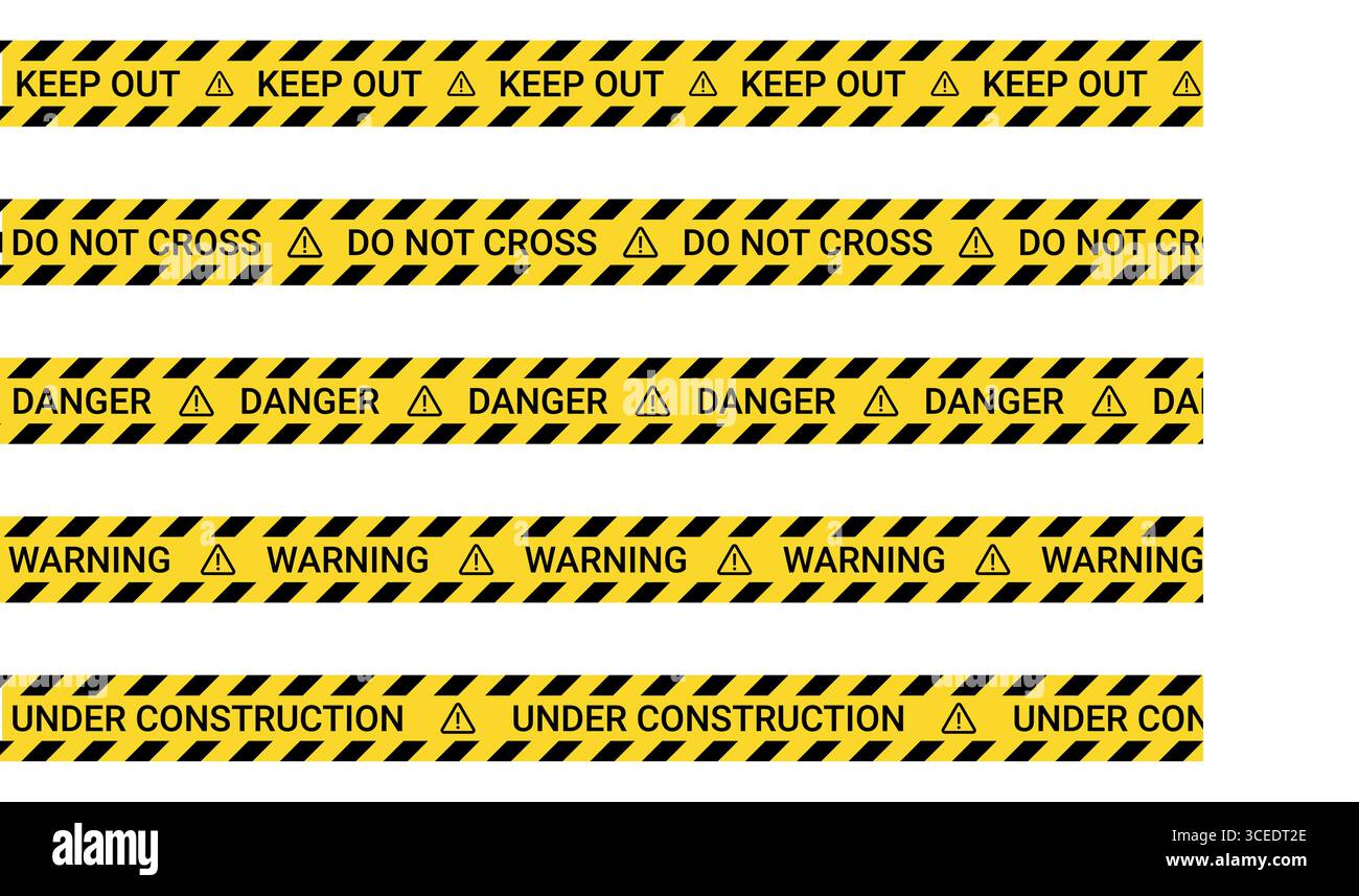 Black and yellow Construction border or warning caution sign Stock ...