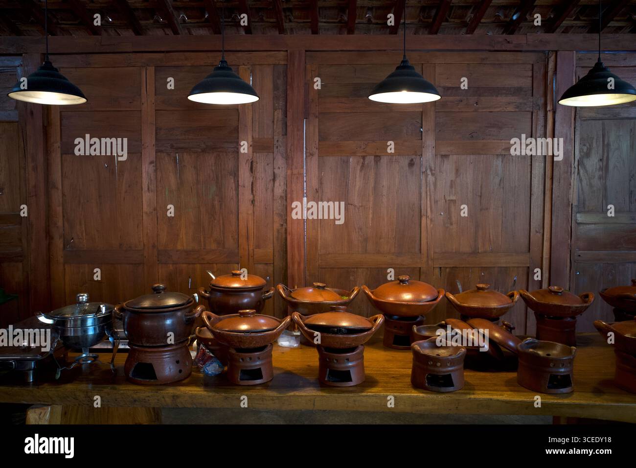 Indonesian traditional foods in vintage clay pans, delicious street ...