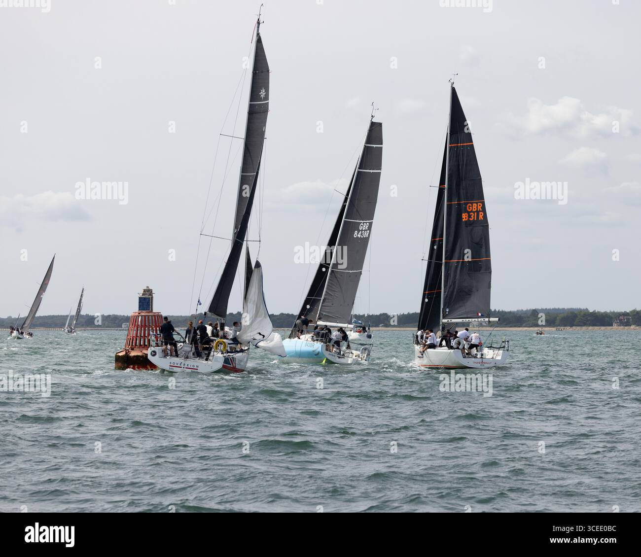 Three yachts , GBR8438R, 'Orbit', GBR5831R 'Thunderbault' and RNSA ...