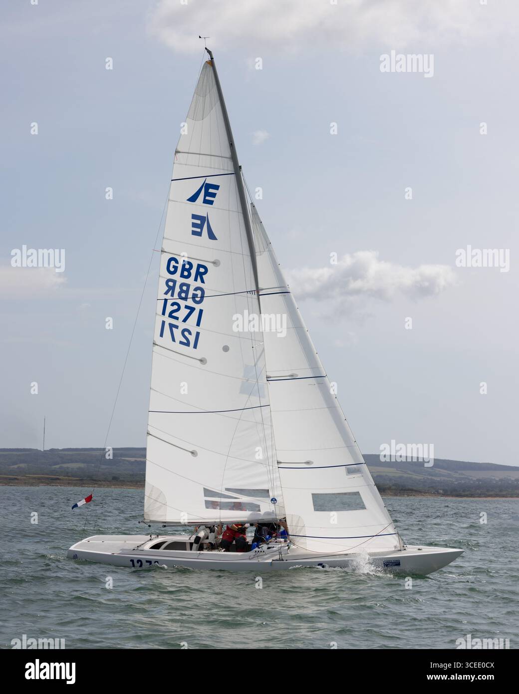 Etchells One Design class yacht GBR1271 sailing at the 2025 Cowes Week ...