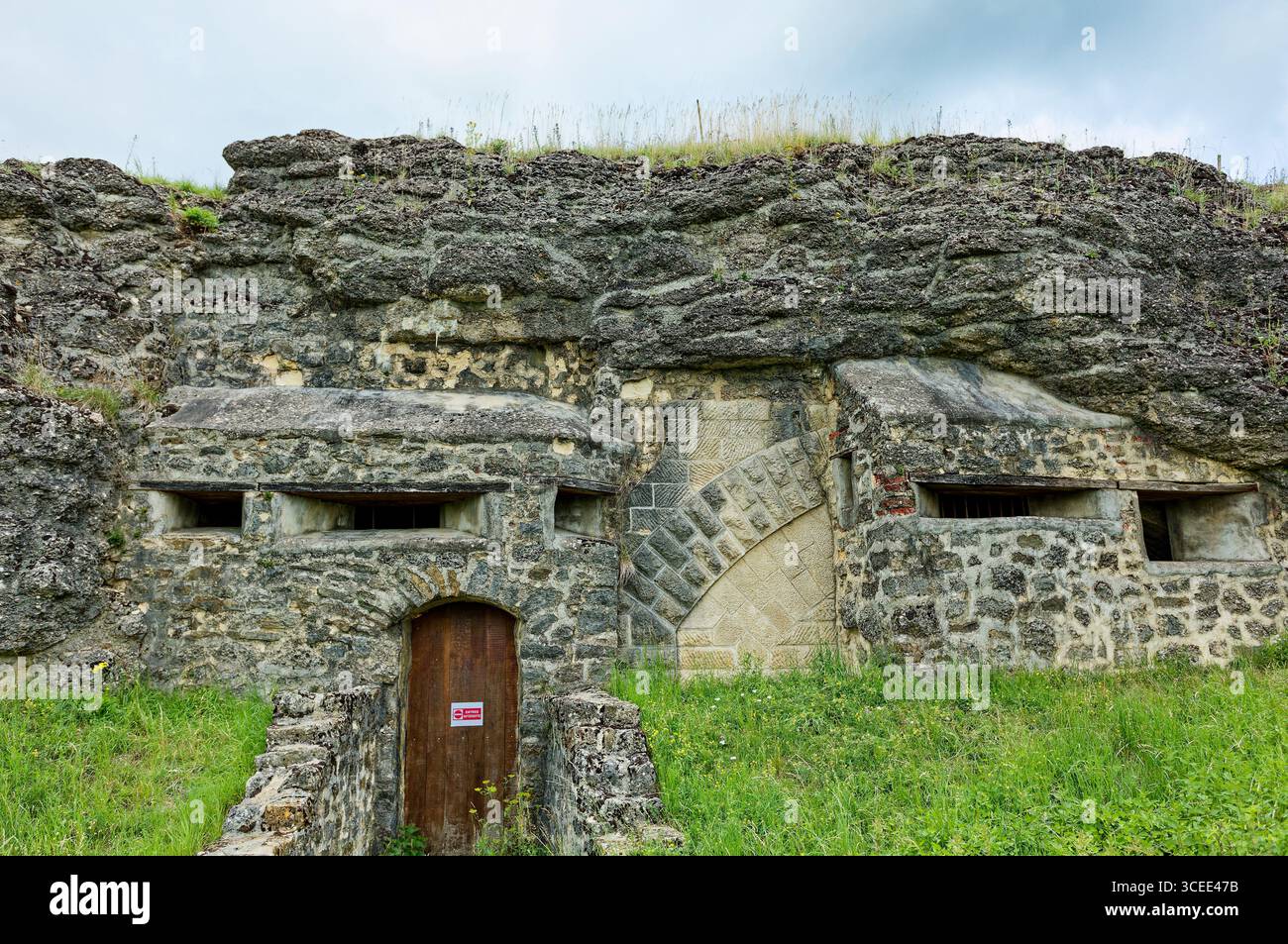 Fort Douaumont WWI bunker complex showing stone and concrete military ...