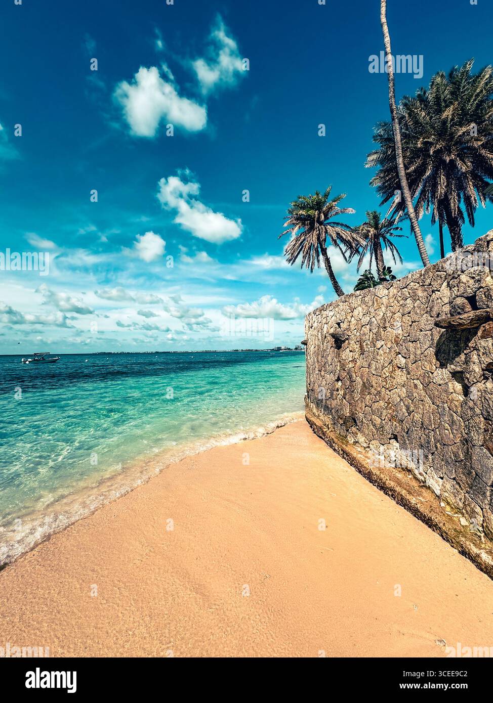 Grand Cayman, Cayman Islands - January 1, 2025: A rustic breakwall ...