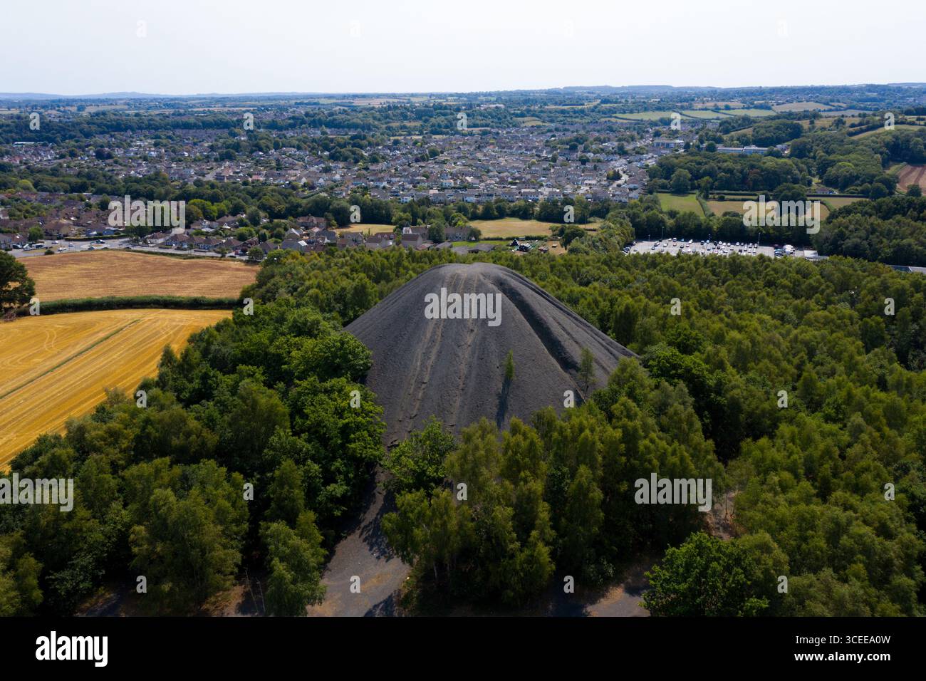 The Batch Spoil Heap in Paulton, Somerset. A volcano shaped spoil heap ...