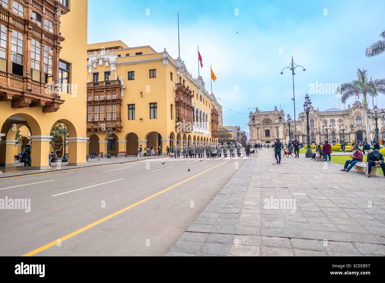 Lima, Peru, October 01, 2021: Colonial Balconies and Government Palace ...
