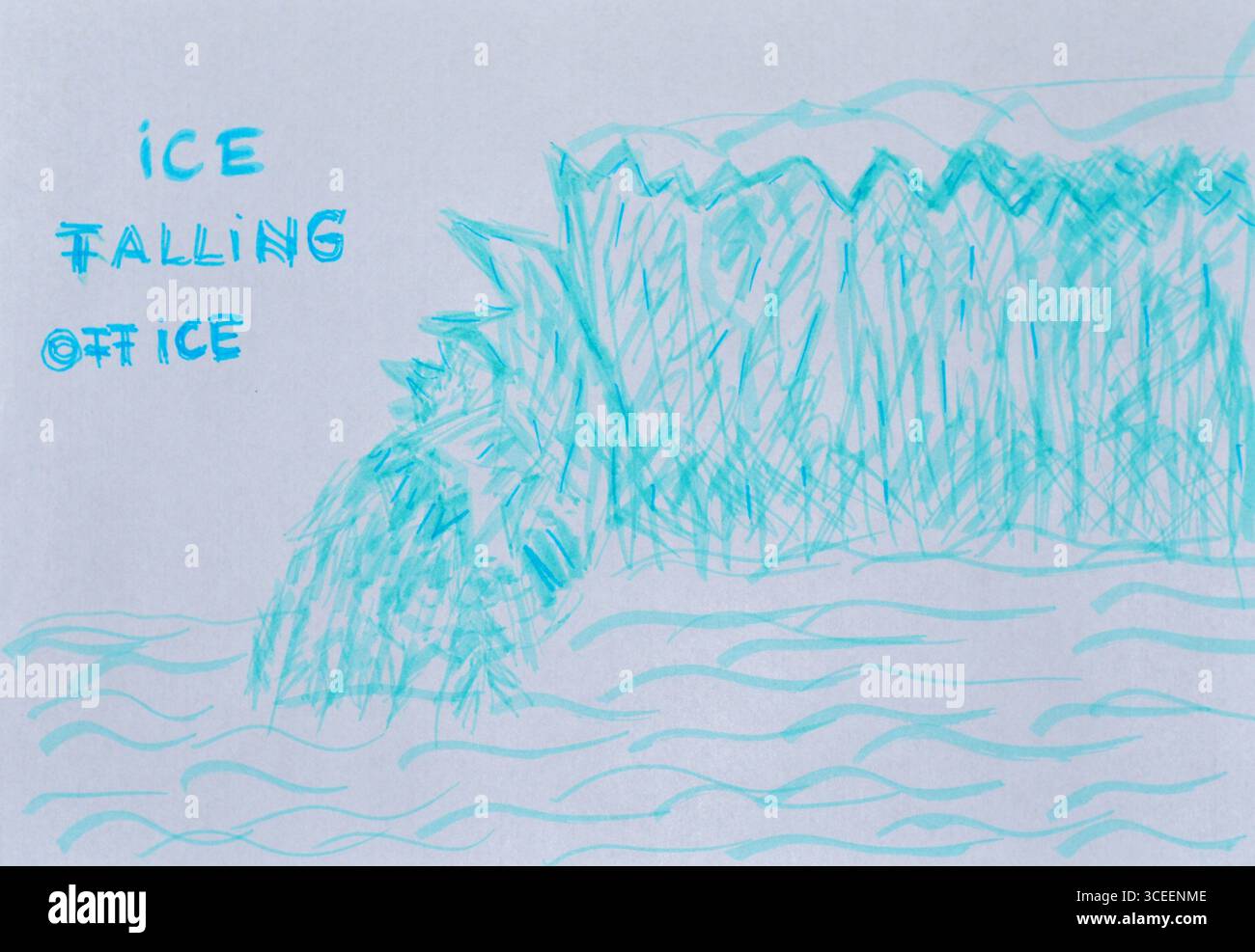 Ice falling off Ice,Kidish hand drawing Stock Photo - Alamy