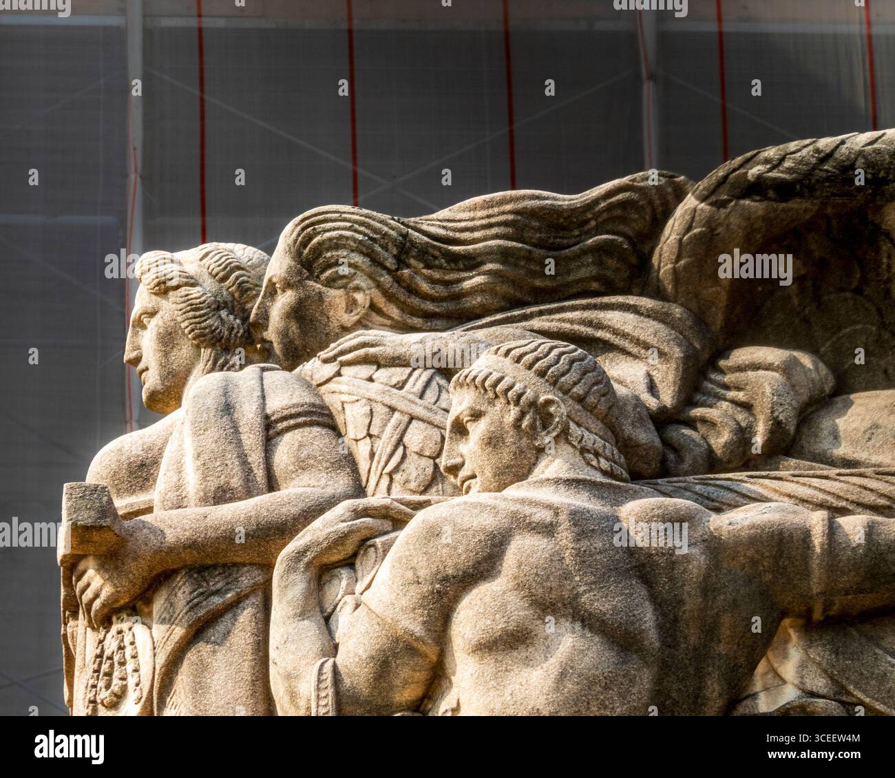 Bronx, NY - US - Aug 16, 2025 Close-up of a dramatic stone sculpture at ...