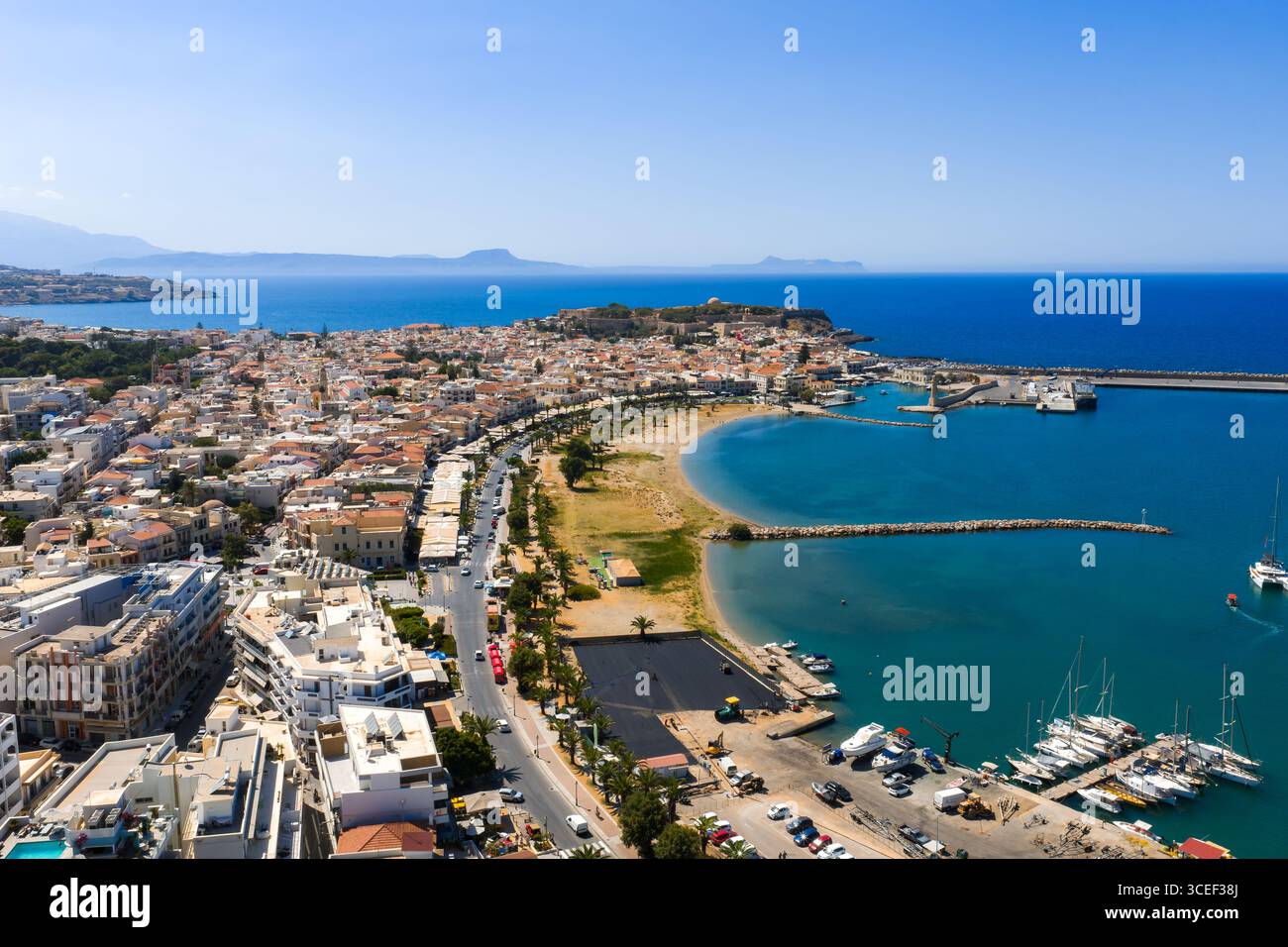 Aerial View of Rethymno Town, Crete, Featuring Fortezza and Marina ...