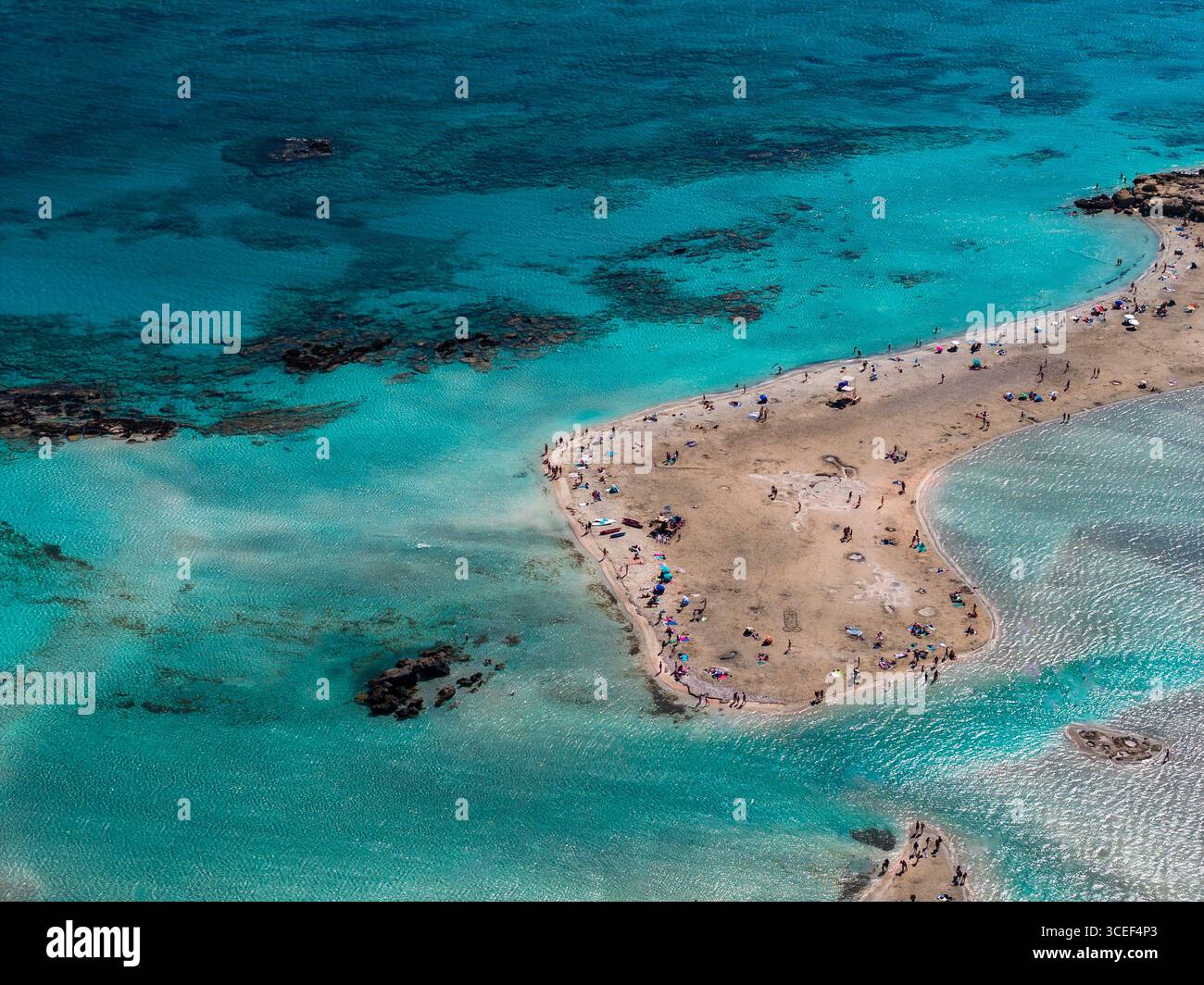 Aerial View of Elafonisi Beach with Sandy Strip and Turquoise Waters ...