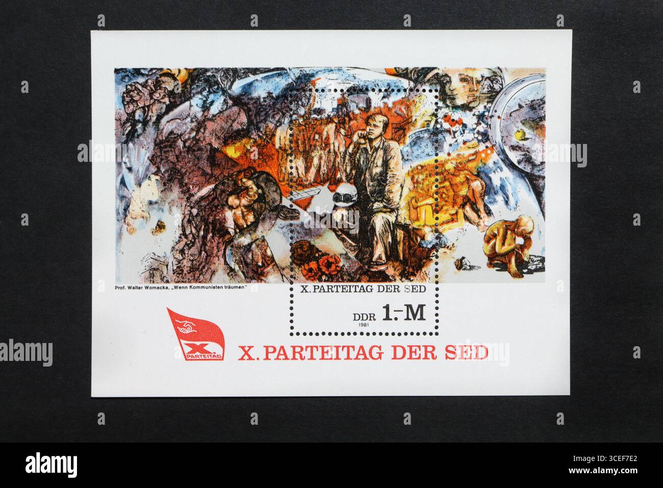 East Germany DDR postage stamp issue mini sheet, celebrating 10th ...