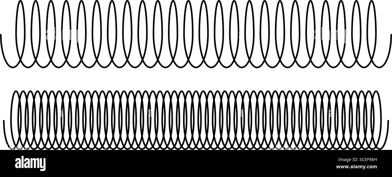 Black coil, shock absorber or extension spring shapes isolated on white ...