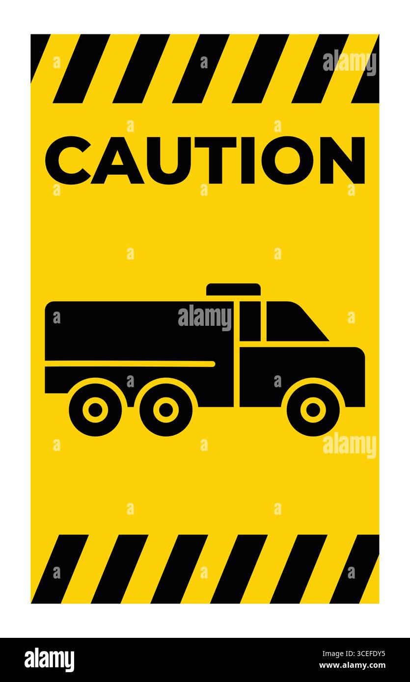 This image features a bold caution sign designed to alert surrounding ...