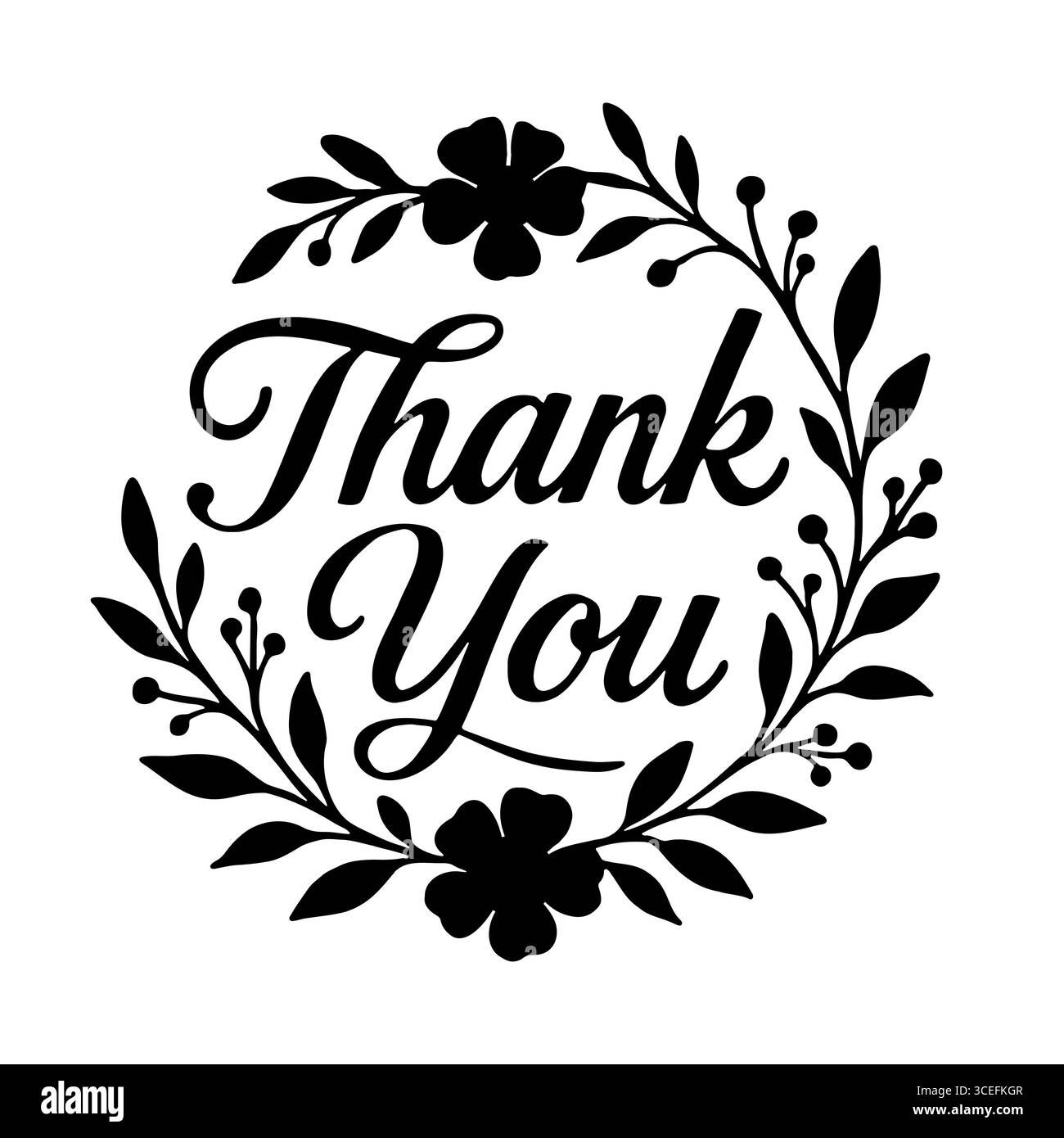 Thank card floral design Cut Out Stock Images & Pictures - Alamy