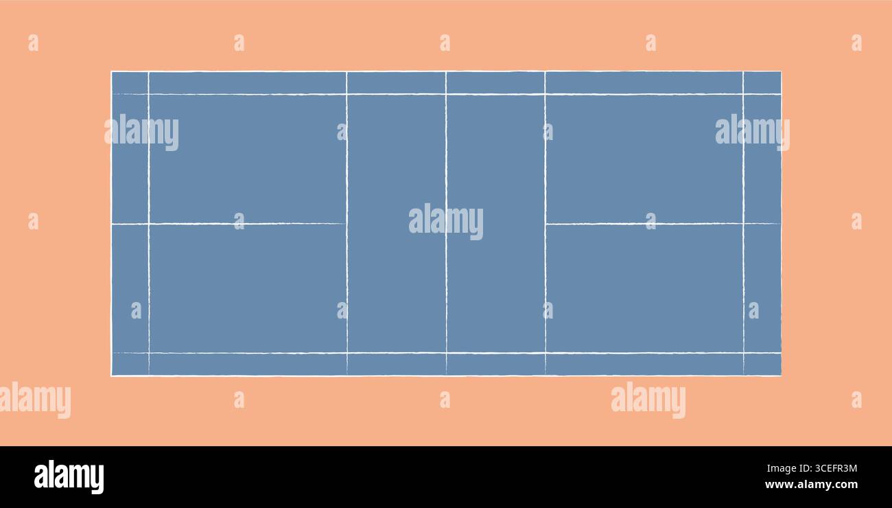 Badminton court top view with accurate markings and net. Sport arena ...