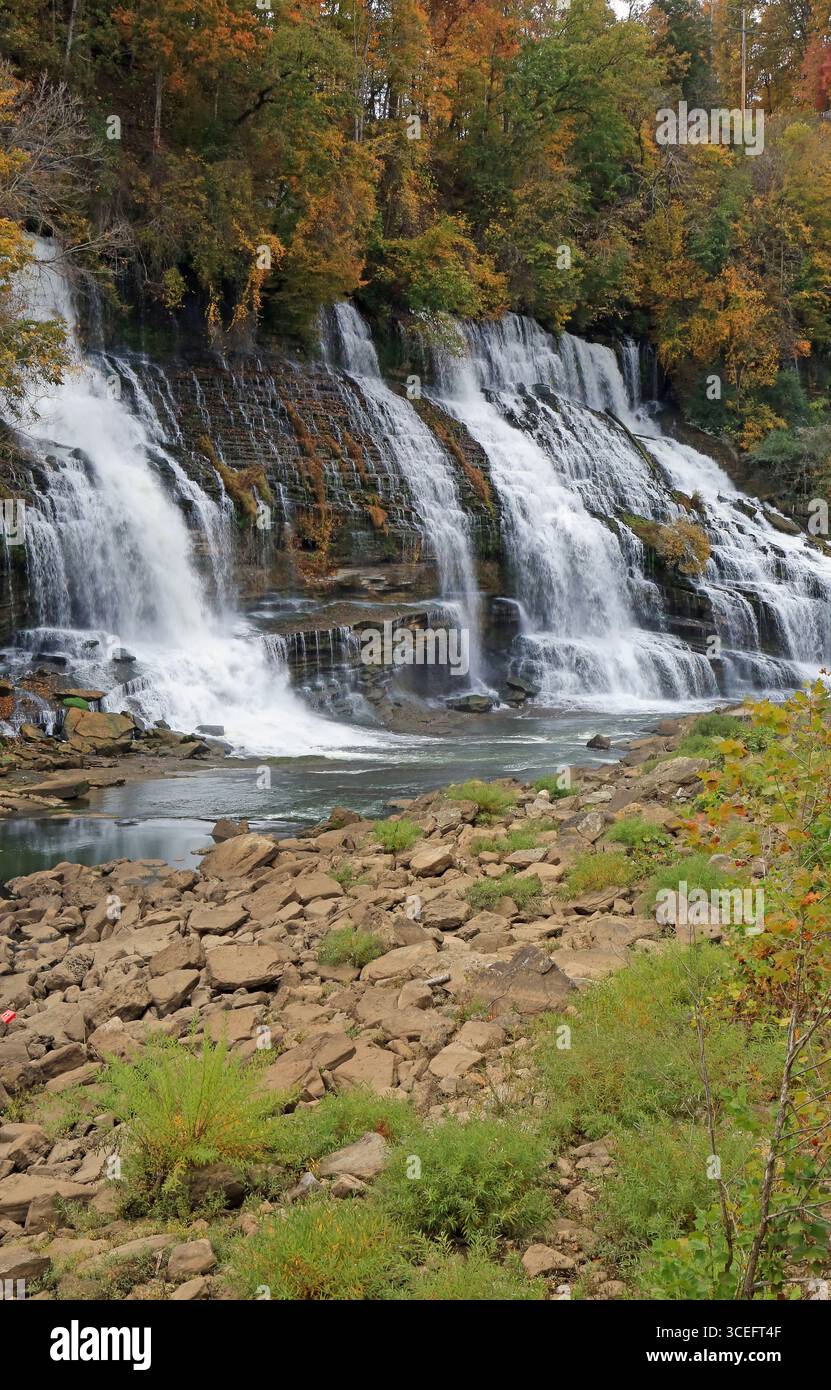 Scenery with Twin Falls vertical - Rock Island State Park, Tennessee ...