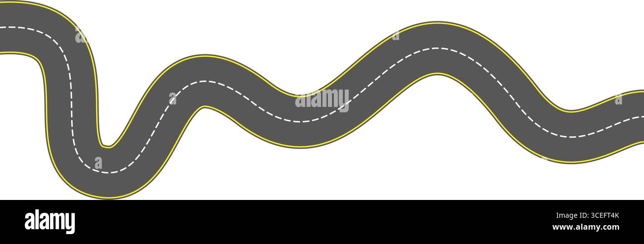 Top view winding road concept. Curve highway lane or wavy race track ...