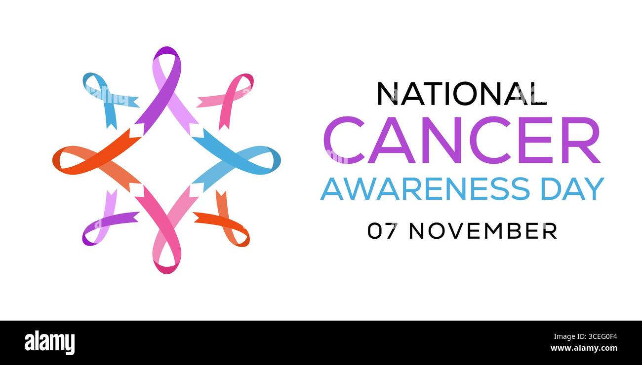 national cancer awareness day horizontal banner illustration Stock ...