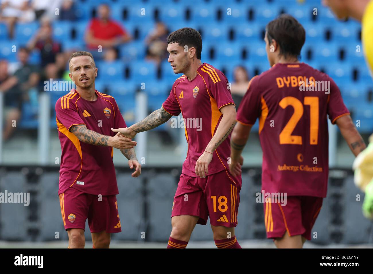 Frosinone, Italy 16 August, 2025: Matias Soule of Roma score the goal ...