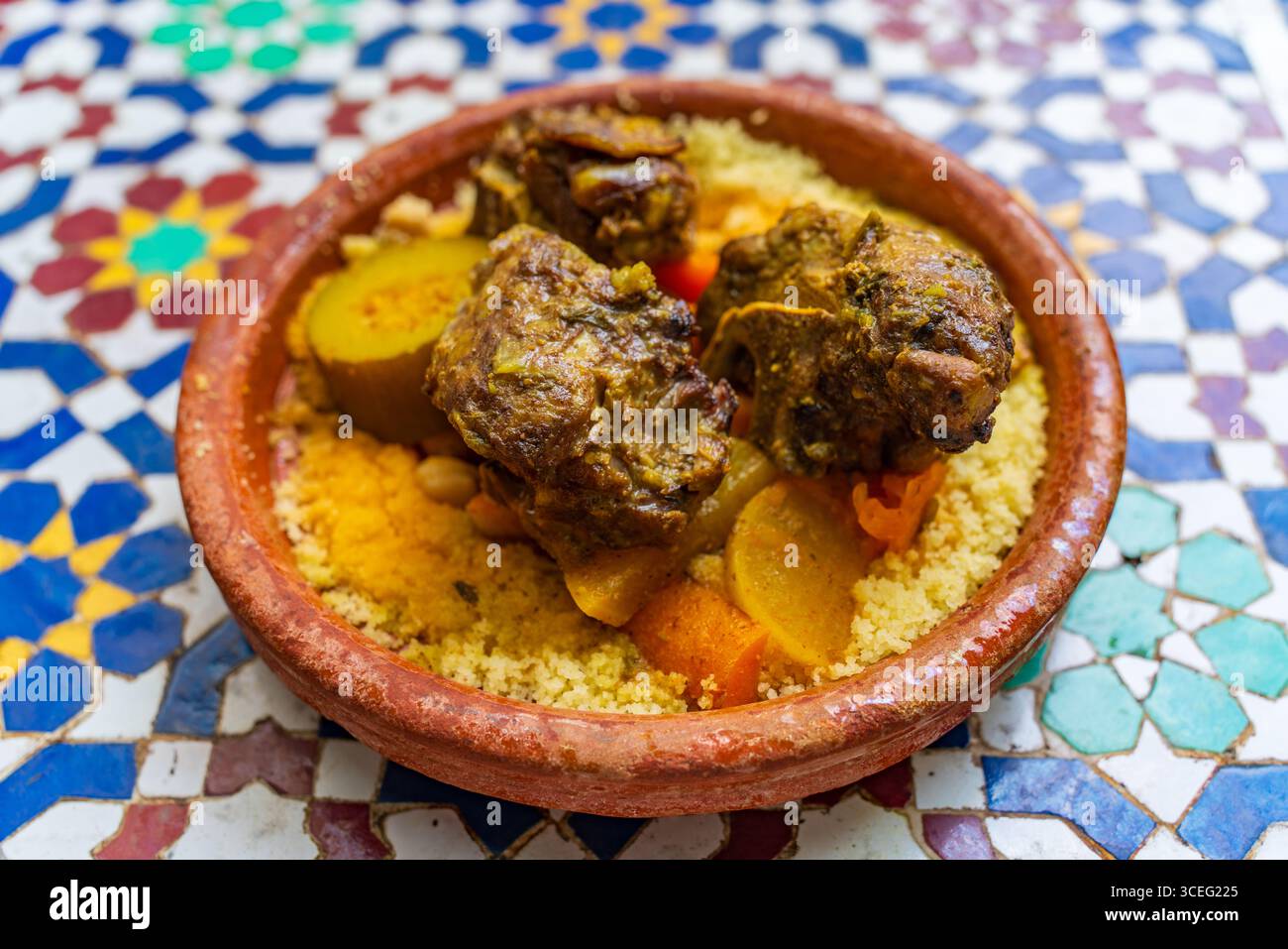 Chicken curry with couscous, a Moroccan cuisine Stock Photo - Alamy
