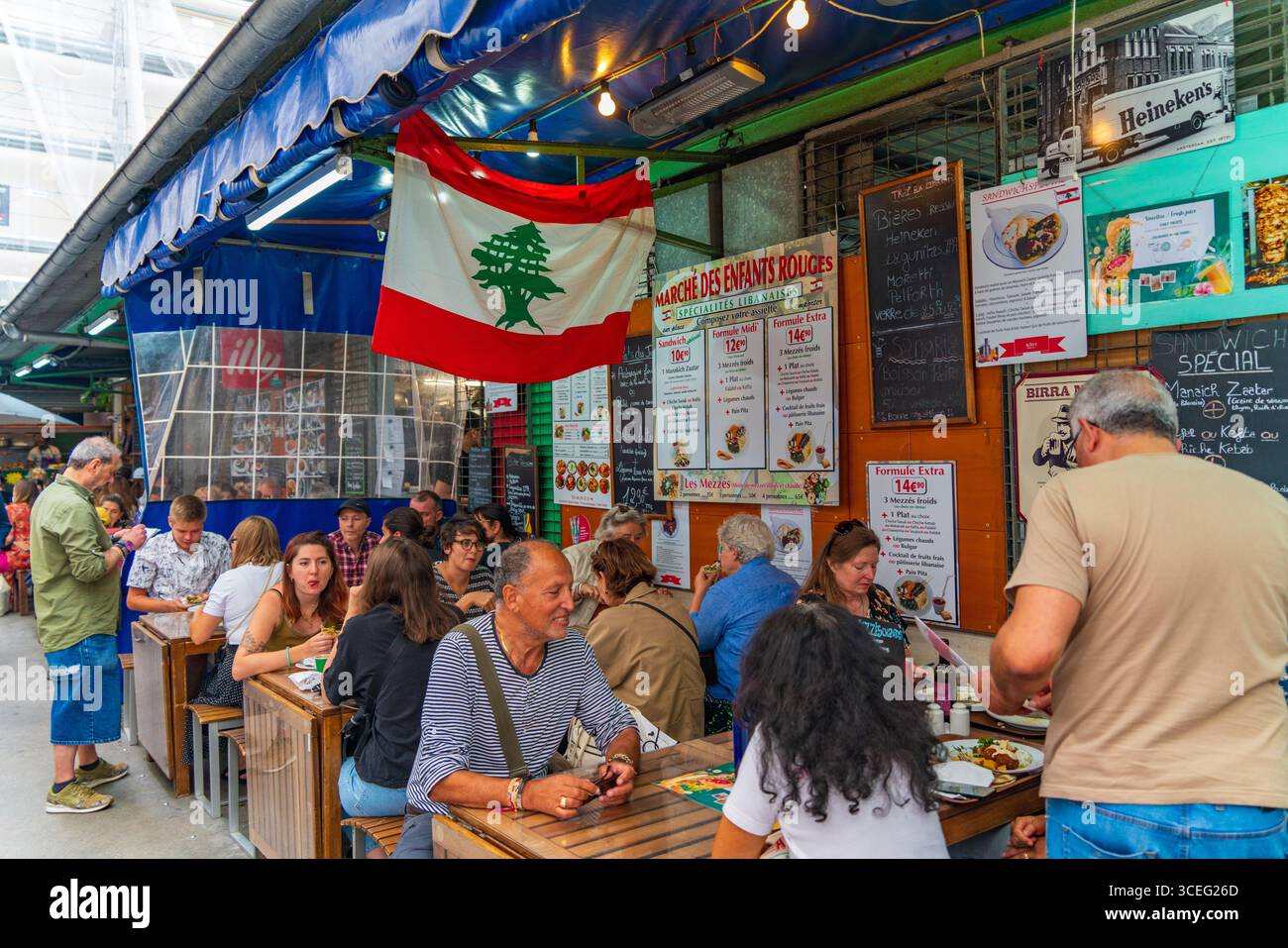Outdoor seat area of Marche des Enfants Rouges, the oldest market in ...