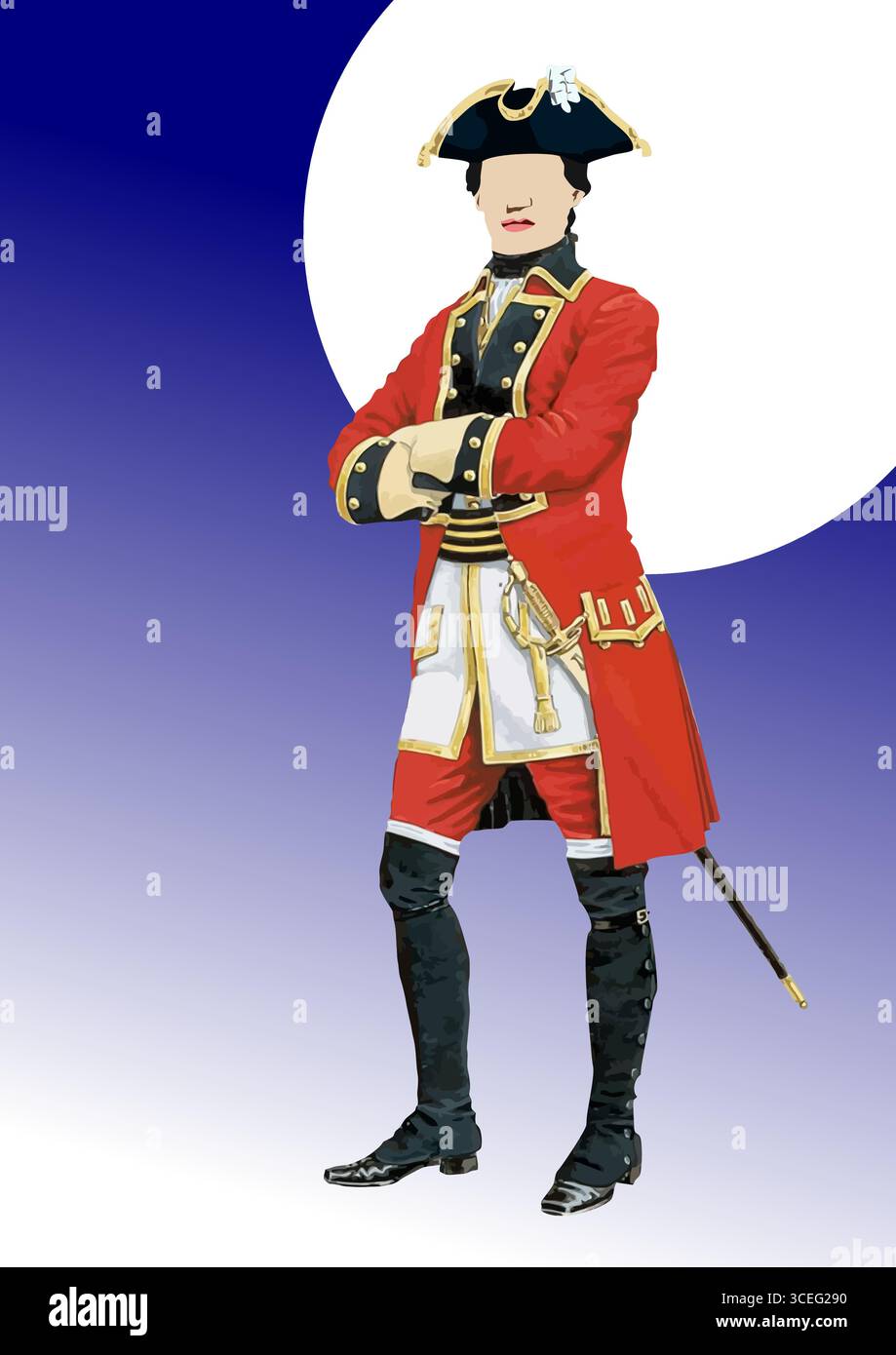 An England officer in military uniform of the 18-19th centuries. 3d ...