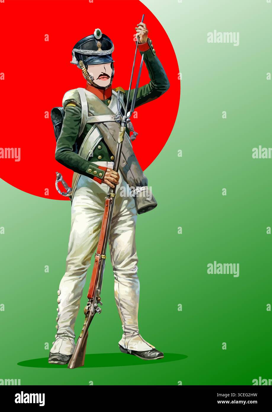 Soldiers of Napoleon's Imperial Old Guard Grenadiers. 3d hand drawn ...