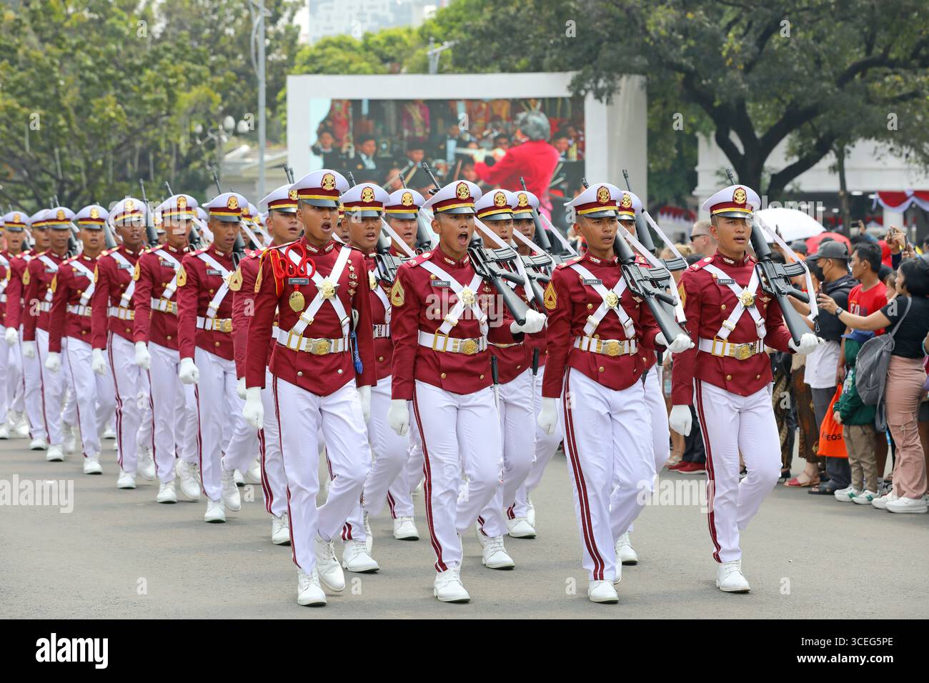 Jakarta, Indonesia.17th August 2025. Indonesian honor march in a ...
