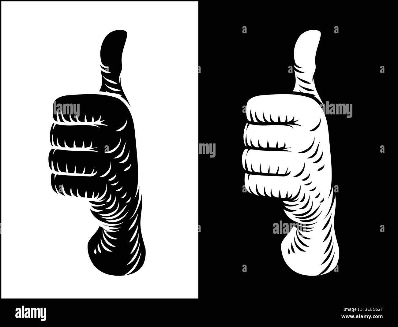 Thumbs Up Hand Woodcut Style Illustration Stock Vector Image & Art - Alamy
