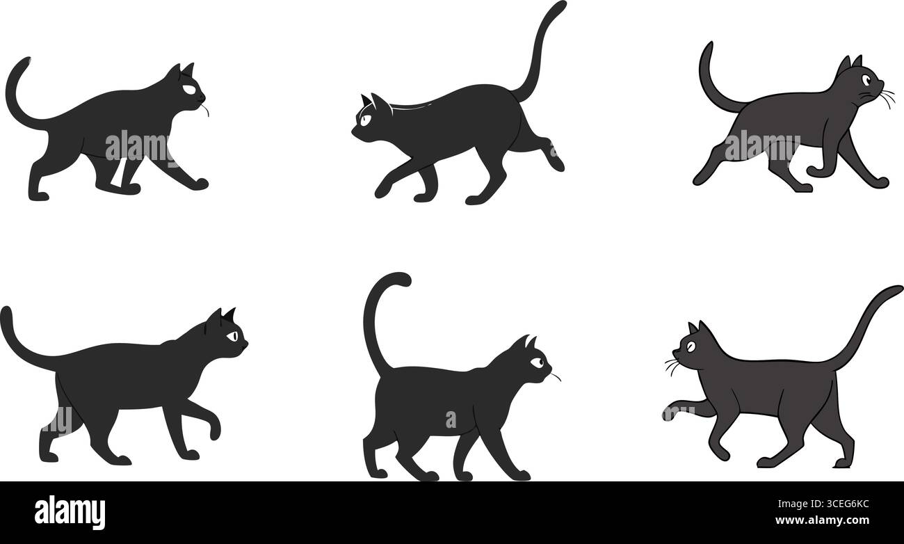 Black cat walk cycle Stock Vector Images - Alamy