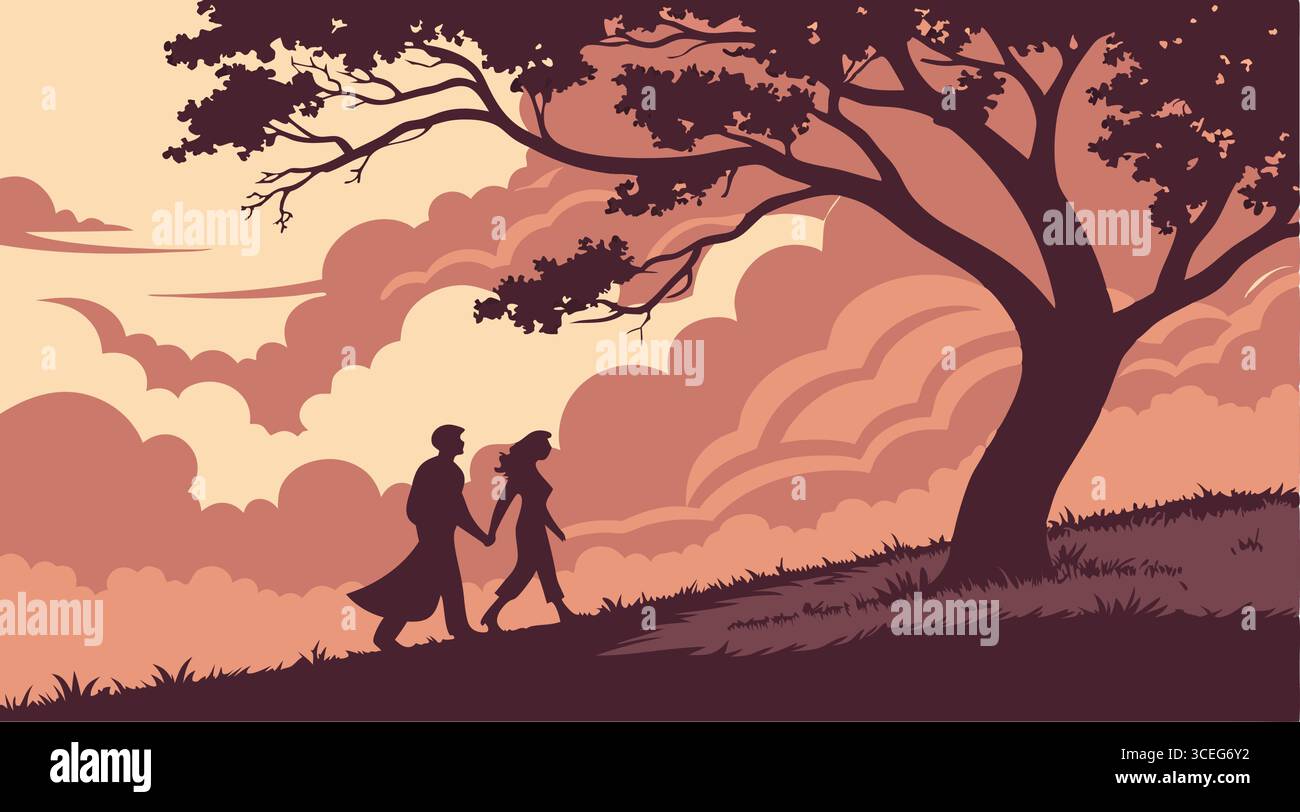 Romantic scene with warm colors Stock Vector Images - Alamy