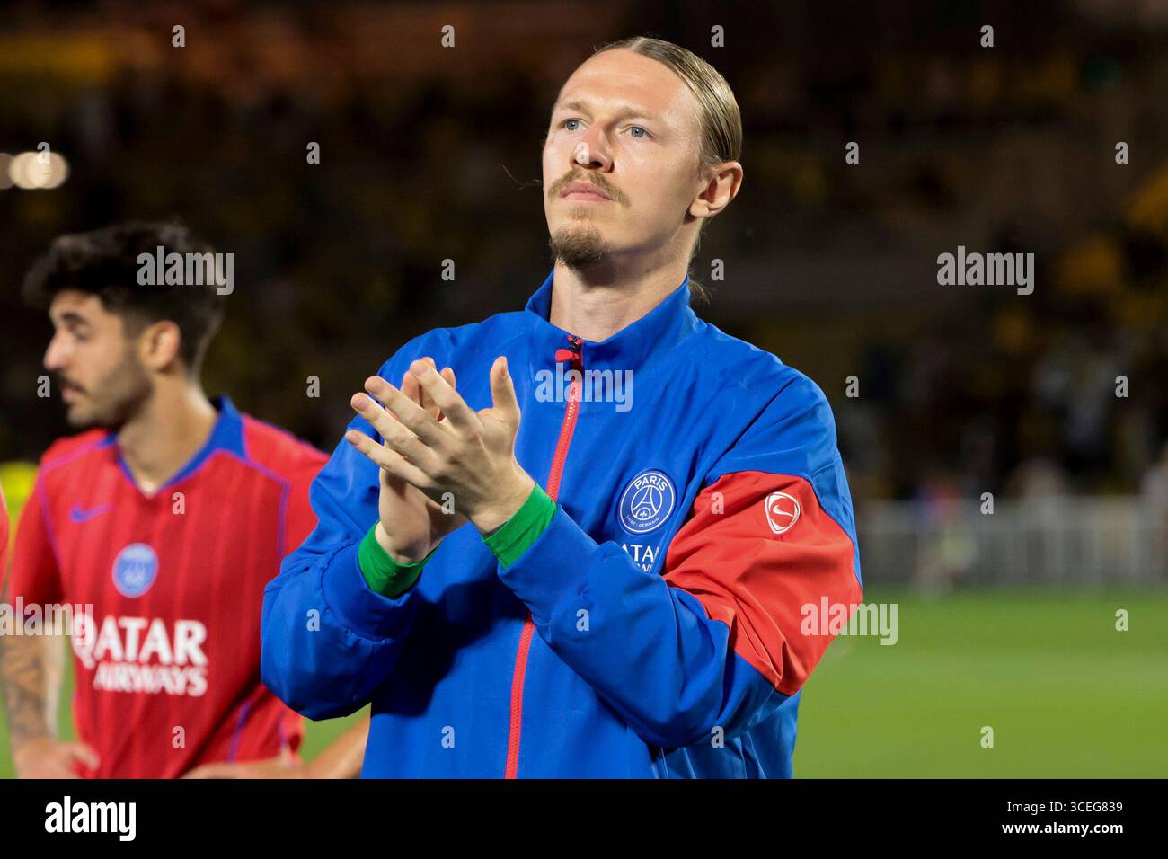 PSG goalkeeper Matvey Safonov celebrates the victory following the ...