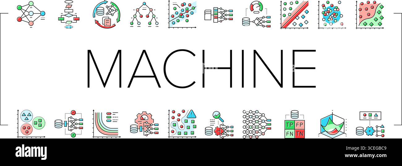 machine learning algorithm model icons set vector Stock Vector Image & Art - Alamy